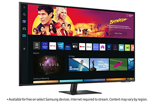 SAMSUNG 43" M70B Series 4K UHD USB-C Smart Monitor & Streaming TV, 4ms, 60Hz, HDR10, Wireless Display, Gaming and IoT Hubs, Alexa Built-in, 2022, LS43BM702UNXZA, Black