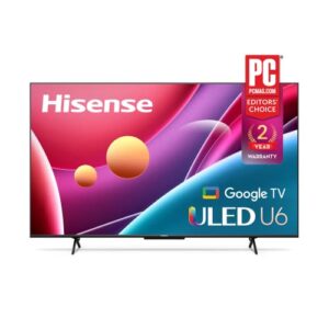 hisense uled 4k premium 65u6h quantum dot qled series 65-inch smart google tv, dolby vision atmos, voice remote, compatible with alexa (2022 model) black