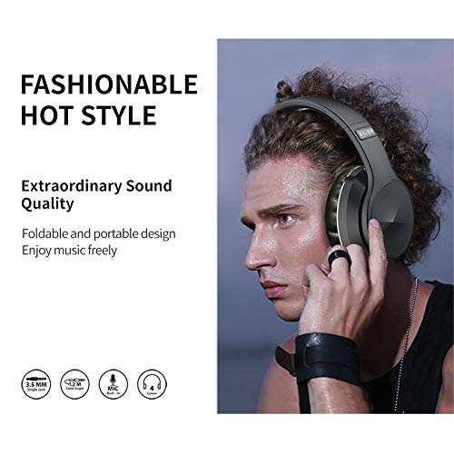 OYEALEX Active Noise Cancelling Over Ear Headphone Bluetooth Wireless Headphones with Microphone Deep Bass Foldable Comfortable Headphones for Online Class, Home Office, PC/Cell Phones/Game Yellow