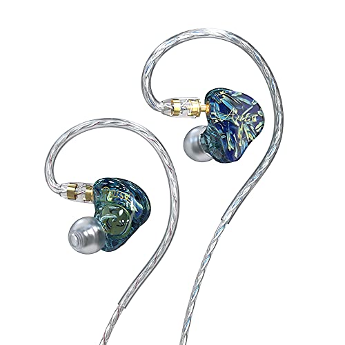 OXYPLAY HiFi Sports Earbuds Headphones with MMCX Connections, Dolp AS10 Hybrid Drivers IEM Earphones for Musicians with Oxyen-Free Cord Blue no Microphone