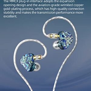 OXYPLAY HiFi Sports Earbuds Headphones with MMCX Connections, Dolp AS10 Hybrid Drivers IEM Earphones for Musicians with Oxyen-Free Cord Blue no Microphone