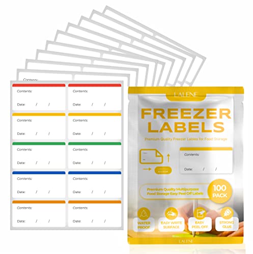 100 Freezer Labels Easy Peel Off - Color Coding Frozen Food Label Holders Stickers That Leave No Sticky Residue After Use, Jar Labels - Freezer Labels