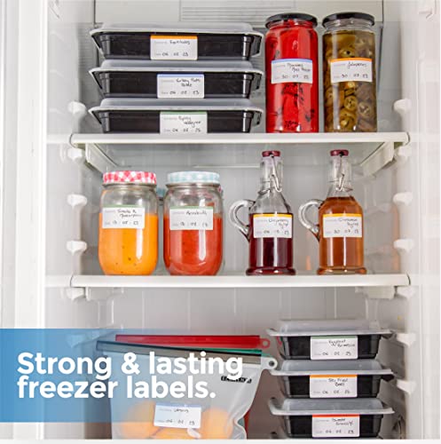 100 Freezer Labels Easy Peel Off - Color Coding Frozen Food Label Holders Stickers That Leave No Sticky Residue After Use, Jar Labels - Freezer Labels