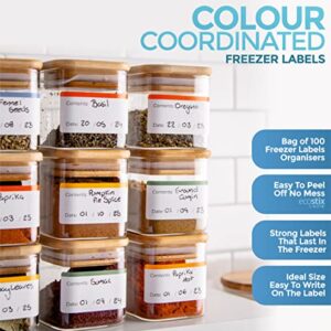 100 Freezer Labels Easy Peel Off - Color Coding Frozen Food Label Holders Stickers That Leave No Sticky Residue After Use, Jar Labels - Freezer Labels