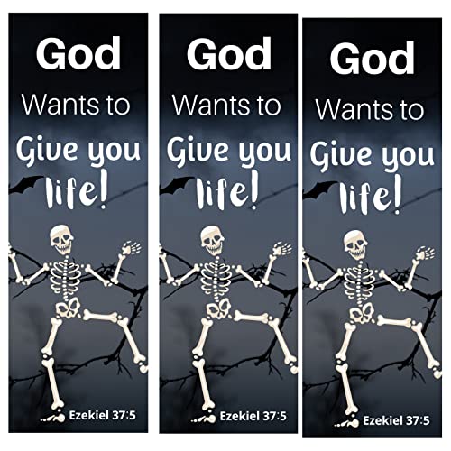 100 Count Bulk Pack Skeleton Halloween Alternative Bookmarks, Christian Handouts, Bible Verse, Scripture, Trunk or Treat Ideas, Fall Festival, Gospel Tracts