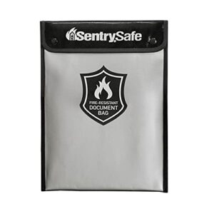 sentrysafe fire and water resistant bag with zipper for documents, 1.5″ x 11″ x 15″, fbwlz0