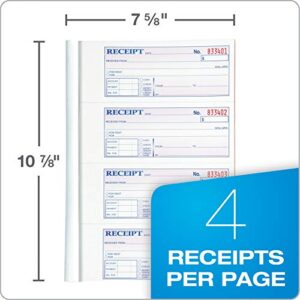 Adams Money and Rent Receipt Book, 2-Part, Carbonless, White/Canary, 7-5/8" x 10-7/8", Bound Wraparound Cover, 200 Sets per Book, 4 Receipts per Page (DC1182)