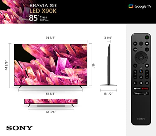 Sony 85 Inch 4K Ultra HD TV X90K Series: BRAVIA XR Full Array LED Smart Google TV with Dolby Vision HDR and Exclusive Features for The Playstation® 5 XR85X90K- 2022 Model (Renewed)