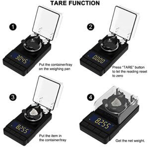 MAXUS Digital Milligram Scale 50g/0.001g, Compact Mg Scale with 20g Calibration Weight, Black Powder Scale for Reloading, Includes a Scoop, a Powder Pan and Tweezers