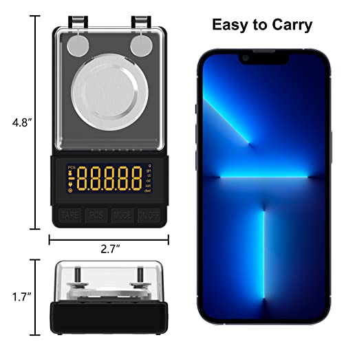 MAXUS Digital Milligram Scale 50g/0.001g, Compact Mg Scale with 20g Calibration Weight, Black Powder Scale for Reloading, Includes a Scoop, a Powder Pan and Tweezers