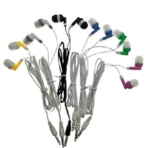 Deal Maniac 25 Pack Multi Color Kid's Wired Earbud Headphones, Disposable Earbuds, Individually Bagged, Perfect for Students in Classroom Libraries Schools, Bulk Wholesale