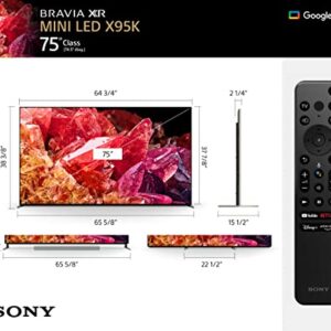 Sony 75 Inch 4K Ultra HD TV X95K Series: BRAVIA XR Mini LED Smart Google TV with Dolby Vision HDR and Exclusive Features for The Playstation® 5 XR75X95K- 2022 Model