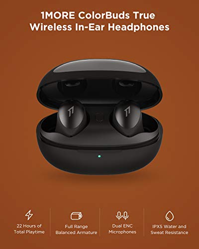 1MORE Colorbuds Wireless Earbuds Bluetooth 5.0 Headphone with Fast Charging, Qualcomm Chip IPX5 Waterproof Stereo in-Ear Earphones CVC8.0 Build-in Dual Mic ENC Auto Play/Pause, 22H