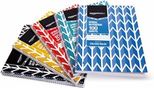 amazon basics college ruled wirebound spiral notebook, 100 sheet – 5-pack, assorted lattice pattern colors