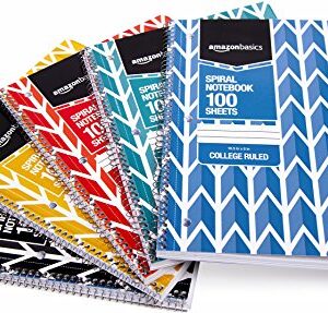 Amazon Basics College Ruled Wirebound Spiral Notebook, 100 Sheet - 5-Pack, Assorted Lattice Pattern Colors