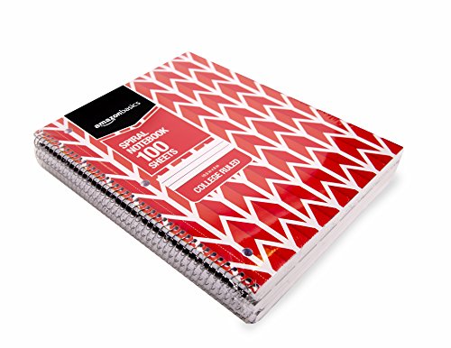 Amazon Basics College Ruled Wirebound Spiral Notebook, 100 Sheet - 5-Pack, Assorted Lattice Pattern Colors