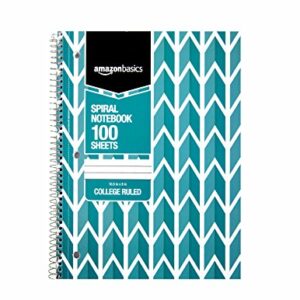 Amazon Basics College Ruled Wirebound Spiral Notebook, 100 Sheet - 5-Pack, Assorted Lattice Pattern Colors