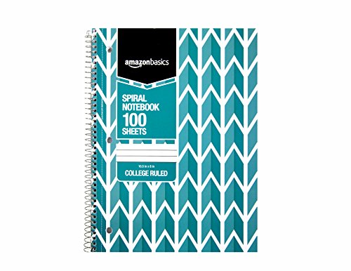 Amazon Basics College Ruled Wirebound Spiral Notebook, 100 Sheet - 5-Pack, Assorted Lattice Pattern Colors