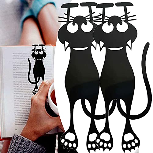 Curious Cat Bookmark,Funny Cat Bookmark,Black Cat Bookmark,Curious Cat Bookmark for Book Lovers,Cat Book Markers for Women,Cat Bookmark,Cat Bookmarks (2pc)