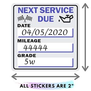 Oil Change Stickers 250 Pcs Per Roll-Service Reminder Stickers-2 inches x 2 inches Premium Clear Stock-Windshield Stickers-Checkered Flag- Peel & Write and Stick with No Residue Car Sticker