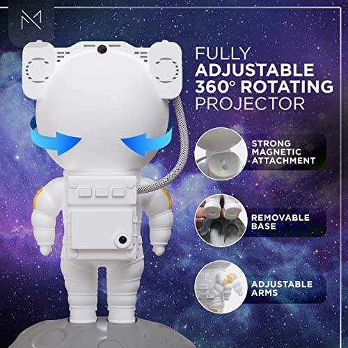 Modern Mercantile Astronaut Light Projector - 4.72" x 4.45" x 8.98" Galaxy Night Light Projector with Moon Base, Cable, Remote and Manual, 6 Color Nebulae, 360 Degree Rotation Space Projector