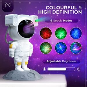 Modern Mercantile Astronaut Light Projector - 4.72" x 4.45" x 8.98" Galaxy Night Light Projector with Moon Base, Cable, Remote and Manual, 6 Color Nebulae, 360 Degree Rotation Space Projector