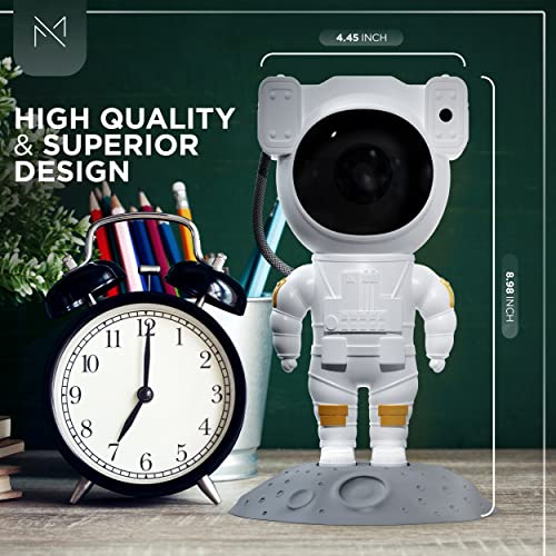 Modern Mercantile Astronaut Light Projector - 4.72" x 4.45" x 8.98" Galaxy Night Light Projector with Moon Base, Cable, Remote and Manual, 6 Color Nebulae, 360 Degree Rotation Space Projector