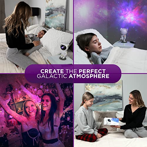 Modern Mercantile Astronaut Light Projector - 4.72" x 4.45" x 8.98" Galaxy Night Light Projector with Moon Base, Cable, Remote and Manual, 6 Color Nebulae, 360 Degree Rotation Space Projector