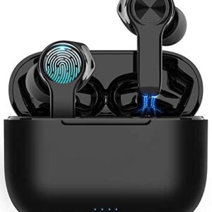 XLEADER Touch Wireless Earbuds, ENC Bluetooth Earphones, SoundAngel Pro Deep Bass up Small Headphones with Microphone and Mini Smart Charging Case USB-C Quick Charge IPX8 Waterproof, for iPhone Work