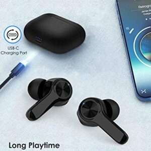 XLEADER Touch Wireless Earbuds, ENC Bluetooth Earphones, SoundAngel Pro Deep Bass up Small Headphones with Microphone and Mini Smart Charging Case USB-C Quick Charge IPX8 Waterproof, for iPhone Work