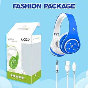 Kids Headphones Bluetooth Wireless 85db/110db Volume Limit Headset Fit for Aged 3-21 Over-Ear and Build-in Mic Wired & SD Card Mode Headphones for Boys Girls Travel School Phone Pad Tablet PC Blue