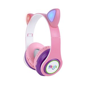 Singing Machine SMK302PP Kids Bluetooth, Wireless Cat Headphones, Pink