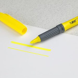 BIC Brite Liner Grip Highlighter, Chisel Tip (1.6 mm), Yellow, For Broad Highlighting & Fine Underlining, 5-Count