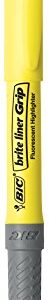 BIC Brite Liner Grip Highlighter, Chisel Tip (1.6 mm), Yellow, For Broad Highlighting & Fine Underlining, 5-Count