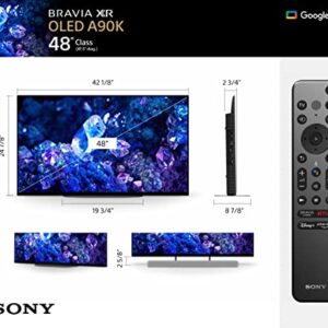 Sony 48 Inch 4K Ultra HD TV A90K Series: BRAVIA XR OLED Smart Google TV with Dolby Vision HDR, Bluetooth, Wi-Fi, USB, Ethernet, HDMI and Exclusive Features for The Playstation- 5 XR48A90K- 2022 Model