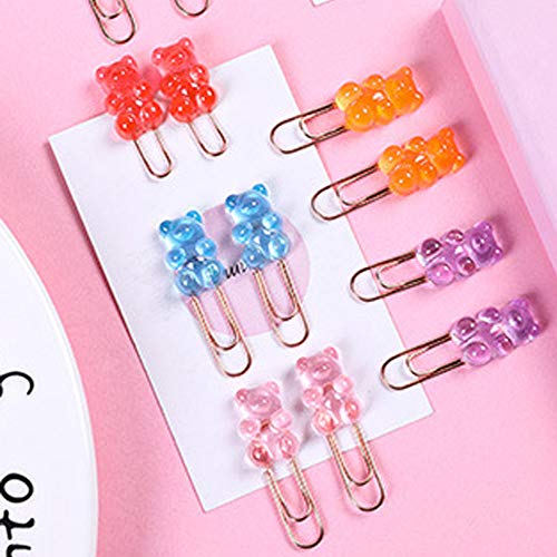 10PCS Paper Clip, Kawaii File Clips, Candy Colors Memo Clips Binder Bookmark, Cute Bookmark, Rainbow Bear Paper Clamps Mixed Color