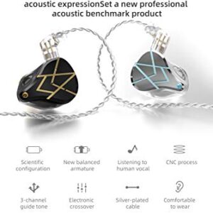 KZ ASX in-Ear Monitors, 10 Balanced Armatures Units per Side Customized HiFi IEM Wired Earphones/Earbuds/Headphones with Detachable Cable 2Pin for Musician Audiophile (Without Mic, Black)