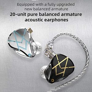 KZ ASX in-Ear Monitors, 10 Balanced Armatures Units per Side Customized HiFi IEM Wired Earphones/Earbuds/Headphones with Detachable Cable 2Pin for Musician Audiophile (Without Mic, Black)