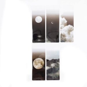 olimie 5pcs four seasons bookmarks for books transparent sun moon page marker holder note unique reading