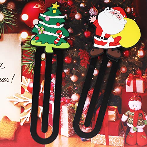 2 Pack Christmas Bookmarks for Kids 3D Non-Slip Santa Claus Bookmark and Page Holder Unique Gift Idea PVC Book Marker and Reading Accessories for Christmas Gift,100th Day of School Gift,Students