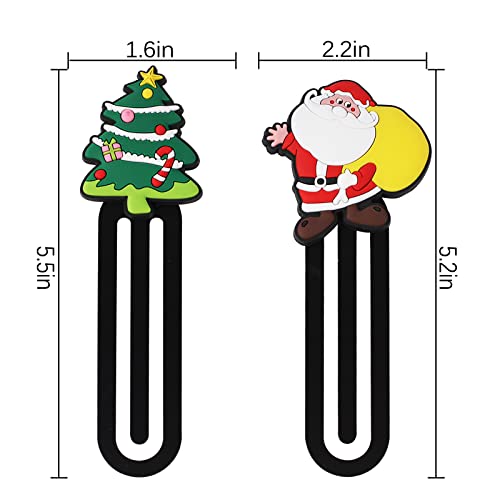 2 Pack Christmas Bookmarks for Kids 3D Non-Slip Santa Claus Bookmark and Page Holder Unique Gift Idea PVC Book Marker and Reading Accessories for Christmas Gift,100th Day of School Gift,Students