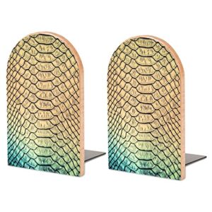 cool snake skin texture handmade wooden book ends – decorative bookends for shelves – sturdy book holders for heavy books