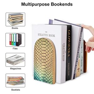 Cool Snake Skin Texture Handmade Wooden Book Ends - Decorative Bookends for Shelves - Sturdy Book Holders for Heavy Books