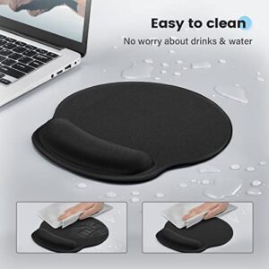 Soqool Ergonomic Mouse Pad with Comfortable and Cooling Gel Wrist Rest Support and Lycra Cloth, Non-Slip PU Base for Easy Typing Pain Relief, Durable and Washable for Easy Cleaning