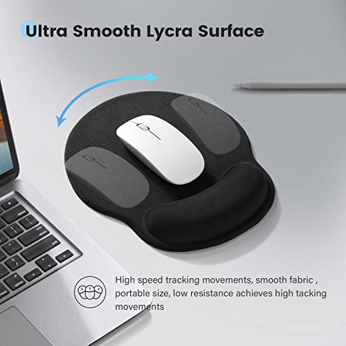 Soqool Ergonomic Mouse Pad with Comfortable and Cooling Gel Wrist Rest Support and Lycra Cloth, Non-Slip PU Base for Easy Typing Pain Relief, Durable and Washable for Easy Cleaning