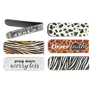 salt & light, animal print magnetic bookmarks, 1 each of 6 designs, 4 3/4 x 2 inches each