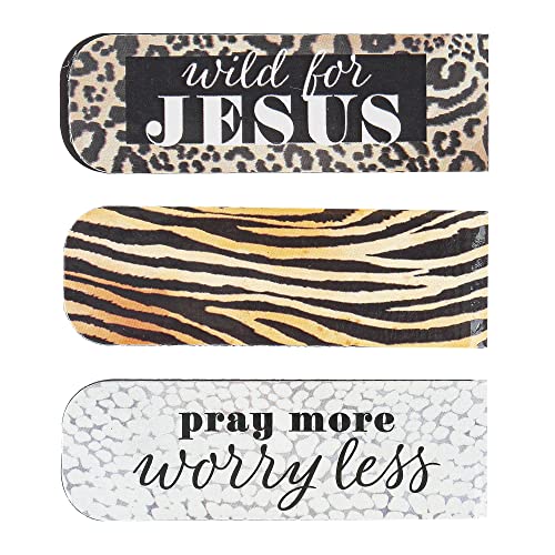 Salt & Light, Animal Print Magnetic Bookmarks, 1 Each of 6 Designs, 4 3/4 x 2 inches Each