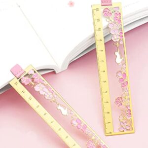 1 Pcs Oriental Classical Aesthetics Metal Scale Bookmark Ruler Art Bookmark for Students Reading Thanksgiving Christmas Birthday Gifts, Women and Girl Readers