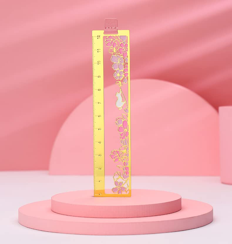 1 Pcs Oriental Classical Aesthetics Metal Scale Bookmark Ruler Art Bookmark for Students Reading Thanksgiving Christmas Birthday Gifts, Women and Girl Readers