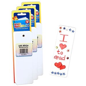 hygloss mighty bright bookmarks, ultra white, 100 per pack, 3 packs (hyg42611-3)